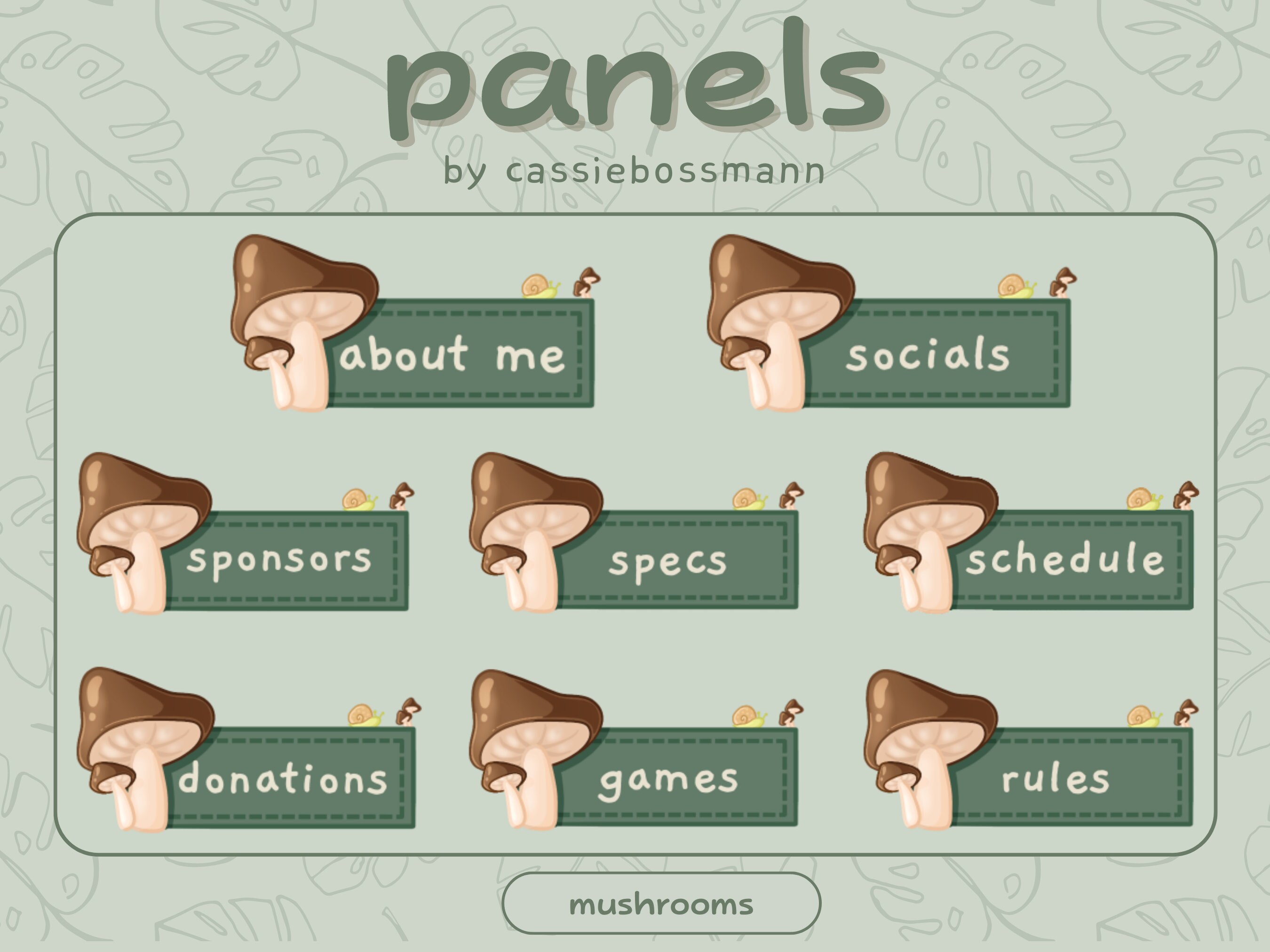 21 Cozy Mushrooms Panel Twitch Panels Lofi Cute Cottage - Etsy
