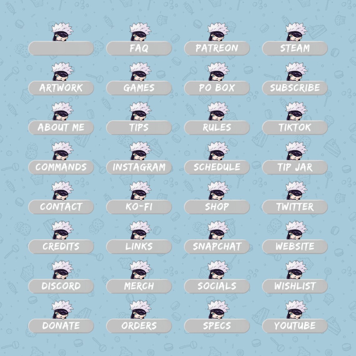 32 Cute Chibi Twitch Panels Anime Boy Panels for Twitch Streamers Anime ...