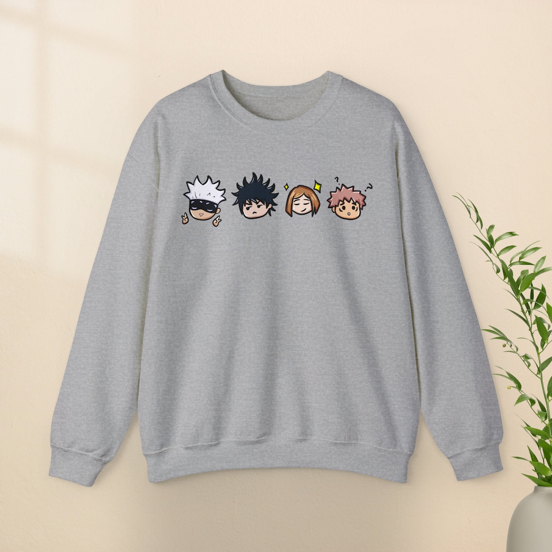 Cute Chibi Sweatshirt Minimalist Graphic Anime Sweater Kawaii Crewneck ...