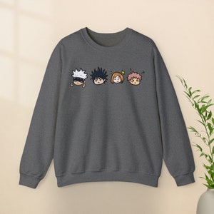 Cute Chibi Sweatshirt Minimalist Graphic Anime Sweater Kawaii Crewneck ...