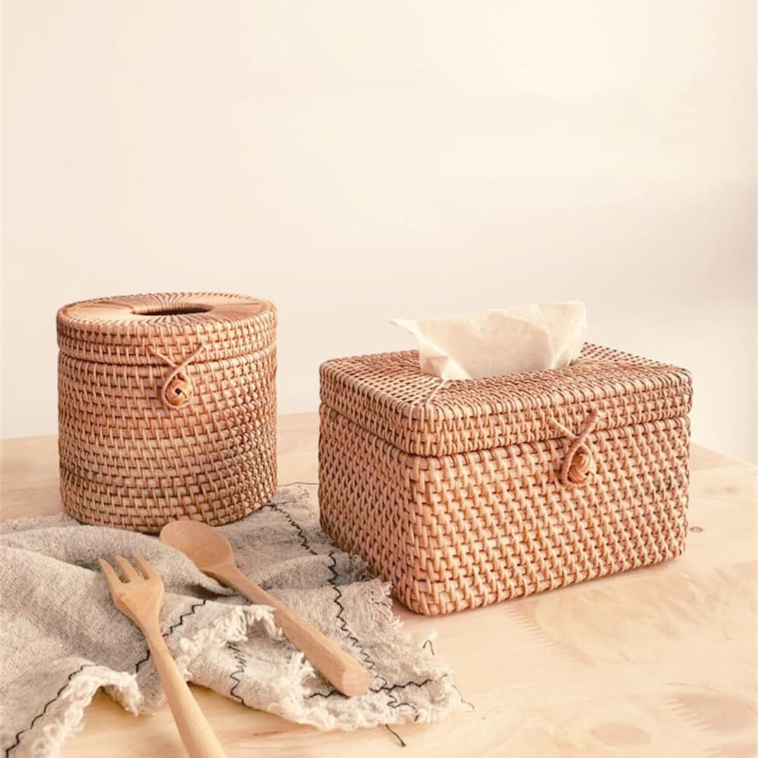 Rattan Tissue Dispenser Retro, Napkin Holder, Decoration, Woven ...
