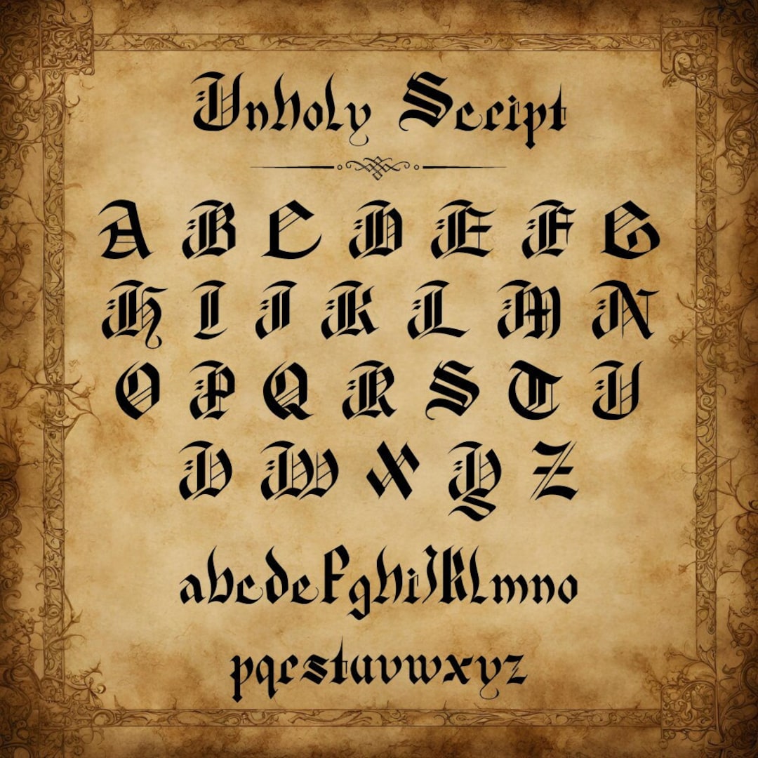Unholy Script - Gothic - Blackletter - Medieval - Fantasy Font - Etsy