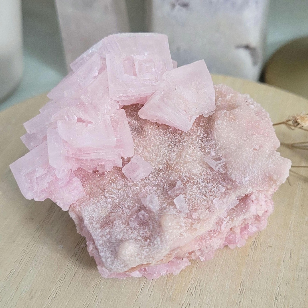 Pink Halite on Trona Specimen From Searles Lake - San Bernardino ...