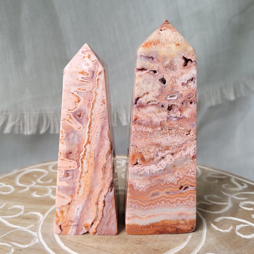 Pink Crazy Lace Agate Towers - Amazing Banding - Over 3" Tall - From ...