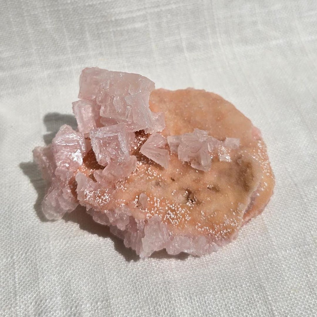 Pink Halite on Trona Specimen From Searles Lake - San Bernardino ...