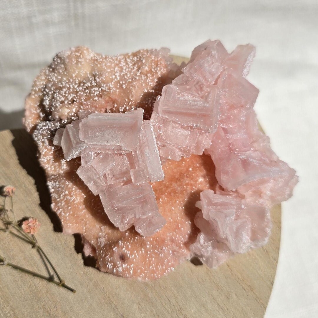 Pink Halite on Trona Specimen From Searles Lake - San Bernardino ...