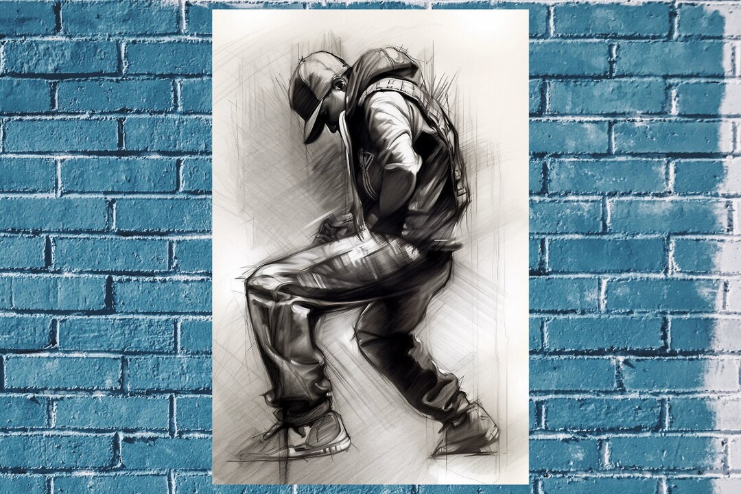Charcoal Gesture Drawing of a Person Dancing - Canvas Gallery Wall Art ...