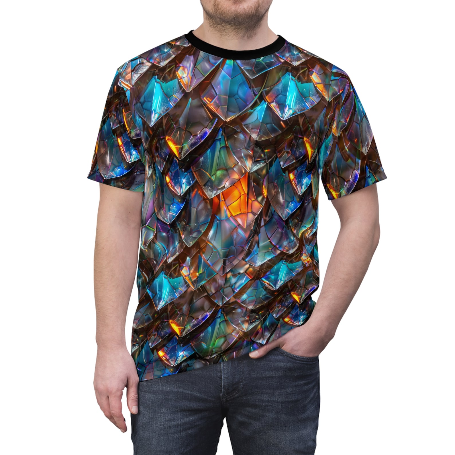 Gem Series: Diamond Dragon Scales AOP Tee Shirt - All Over Print T ...