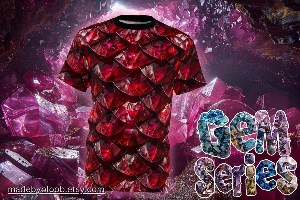 Gem Series: Ruby Dragon Scales AOP Tee Shirt - All Over Print T-shirt ...
