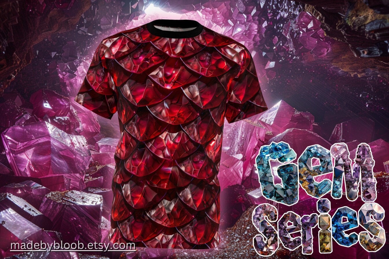 Gem Series: Ruby Dragon Scales AOP Tee Shirt - All Over Print T-shirt ...