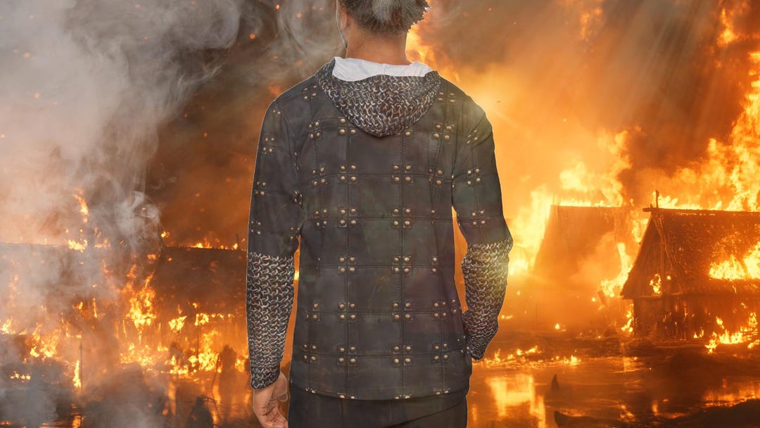 Sherrif of Nottingham - Black Brigandine Over Chain Mail Armor AOP ...