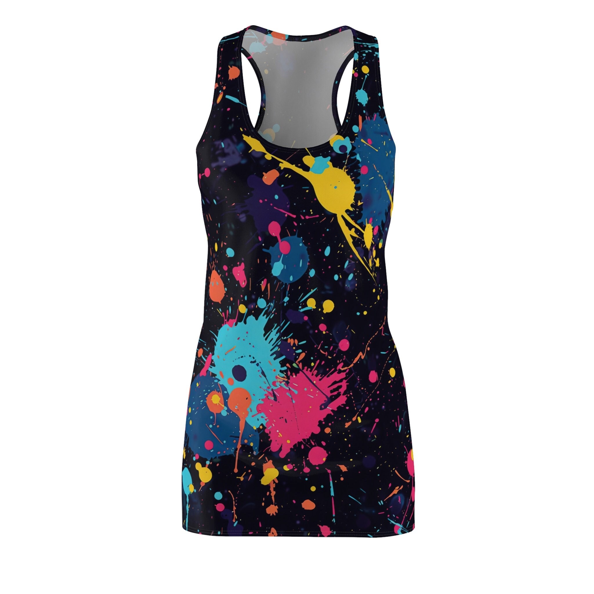 Artsy Paint Splatter Pattern Dress - Fun and Funky Black Dress - Women ...