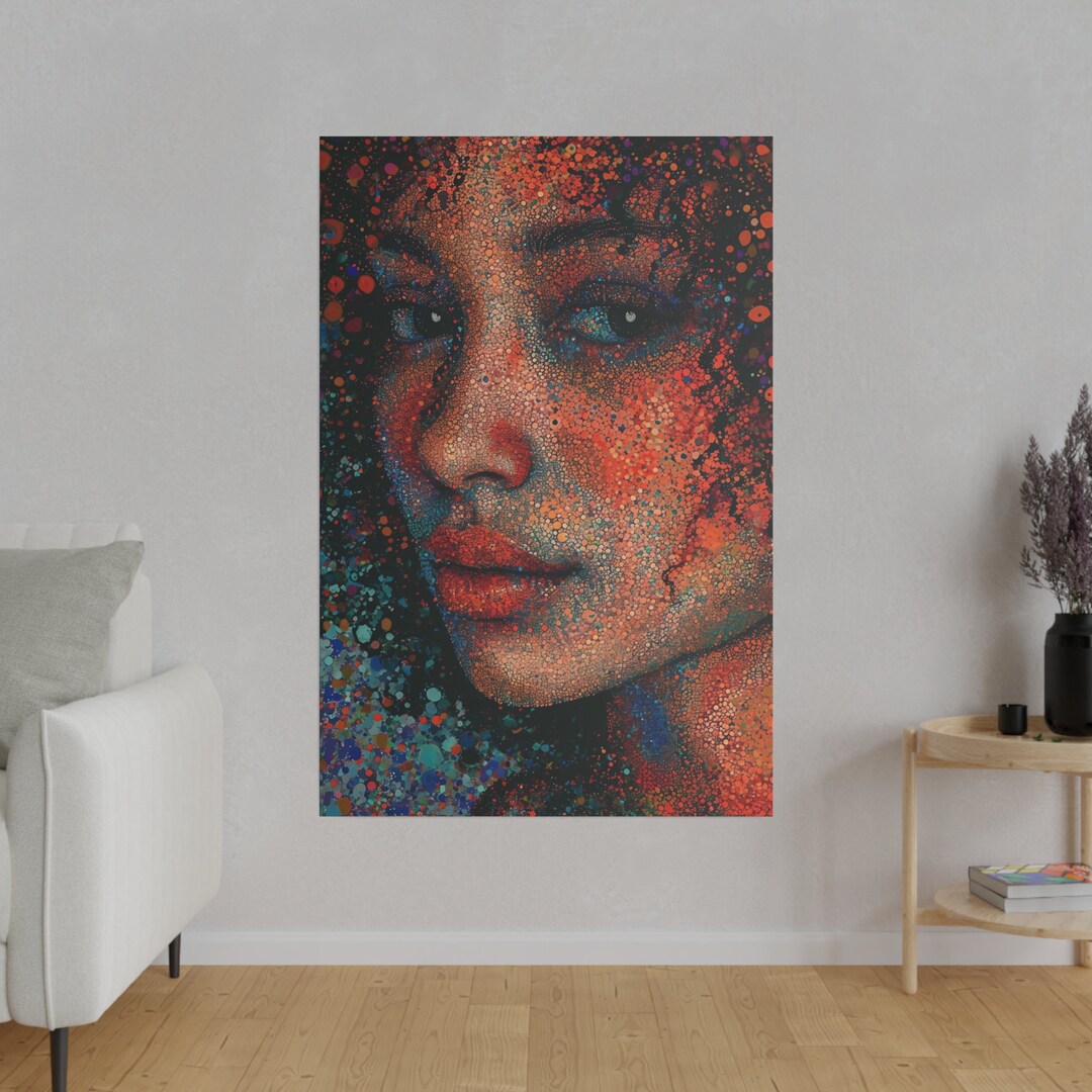 Pointillism Portrait Painting of a Young Black Woman - Portrait of a ...