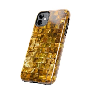 Bright Gold Mosaic Tiles in Pattern Print on iPhone Case - Tough Phone ...