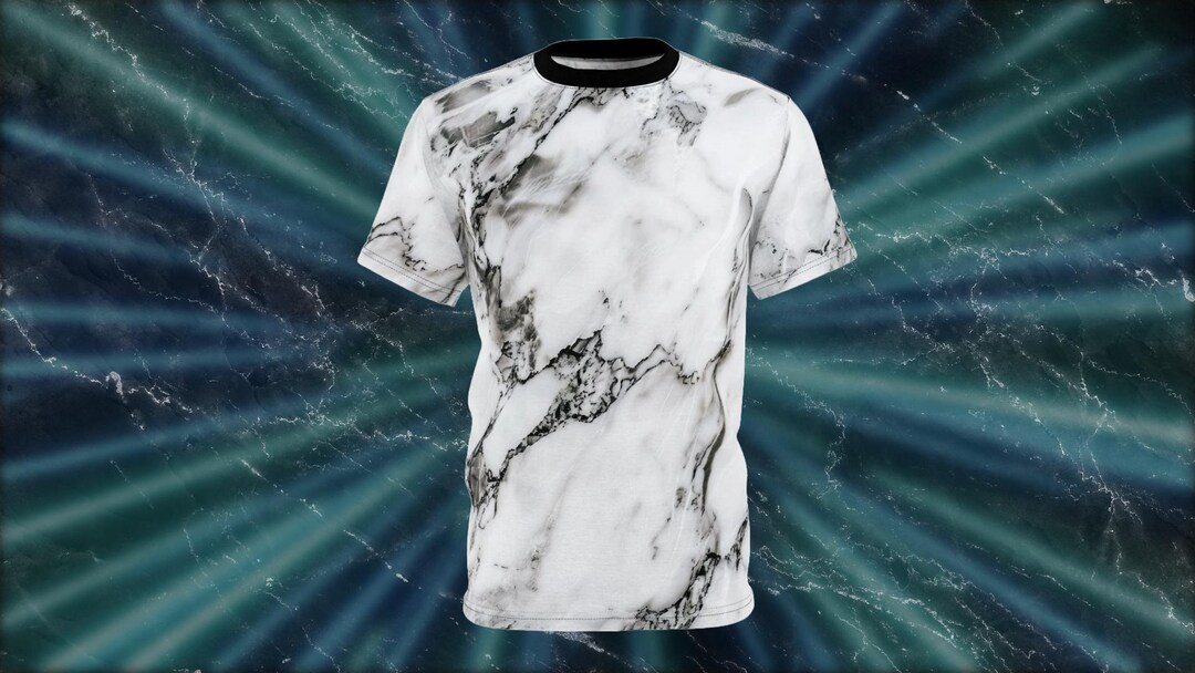 The Classic - White and Black Marble AOP Tee Shirt - All Over Print T ...