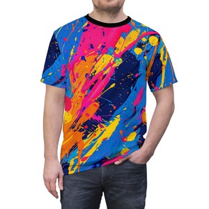 Paint Splatter Pattern on Blue AOP Shirt - Cool Paint Shirt - Funky All ...