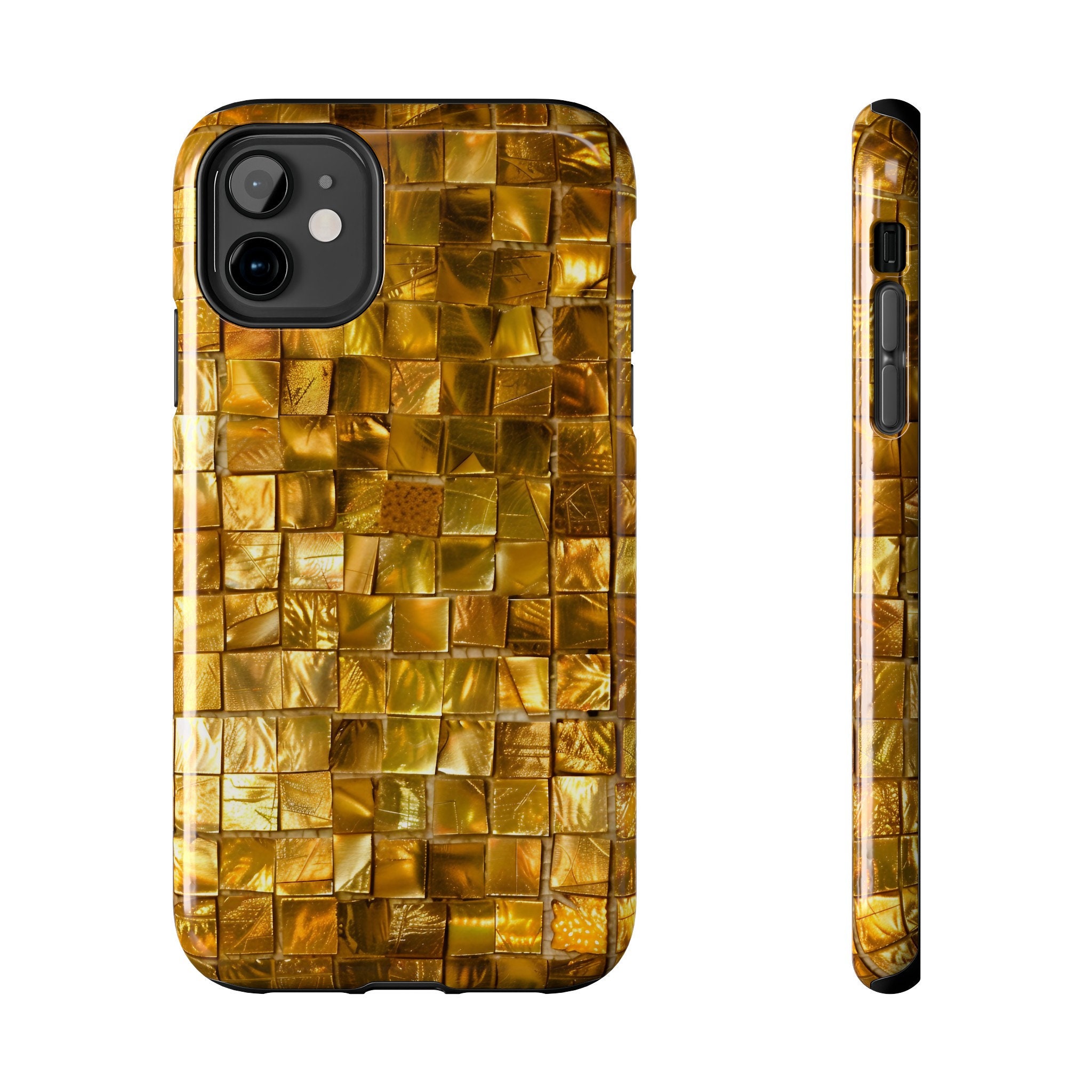 Bright Gold Mosaic Tiles in Pattern Print on iPhone Case - Tough Phone ...