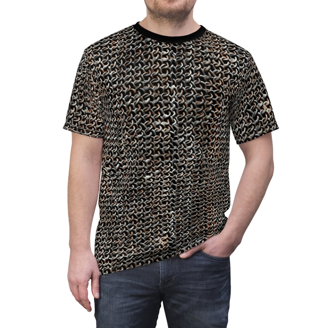 Rusty Chainmail Armor - Metal Armor Rings Pattern - AOP Chain Shirt ...