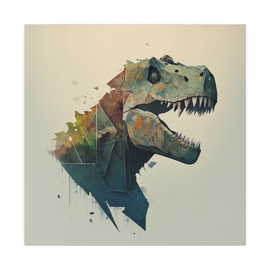 Awesome Dinosaur Bust Digital Painting - Stylized Dino Print - Wall Art ...