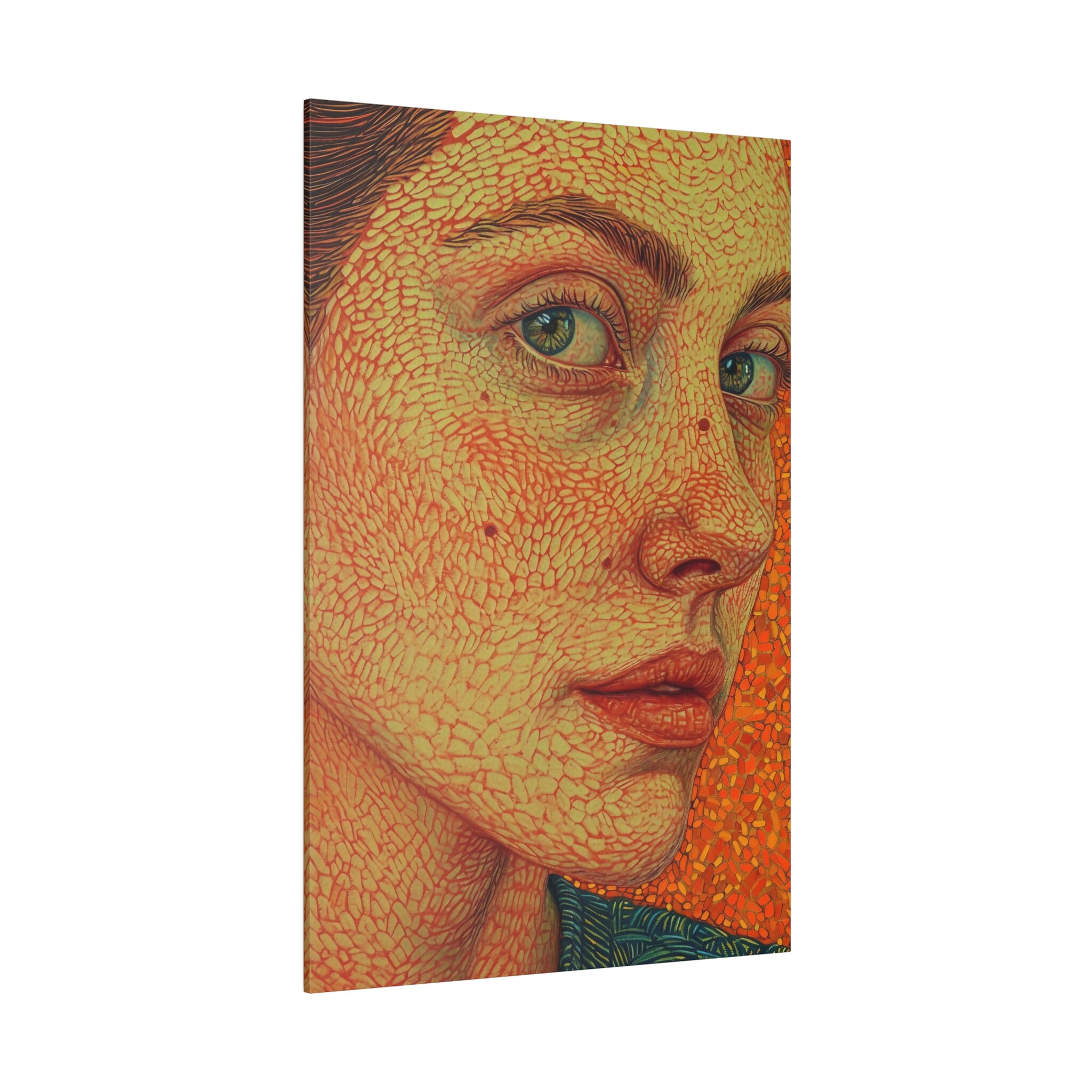 Portrait of a Redhead Vibrant Cell-style Pointillism Painting of a ...