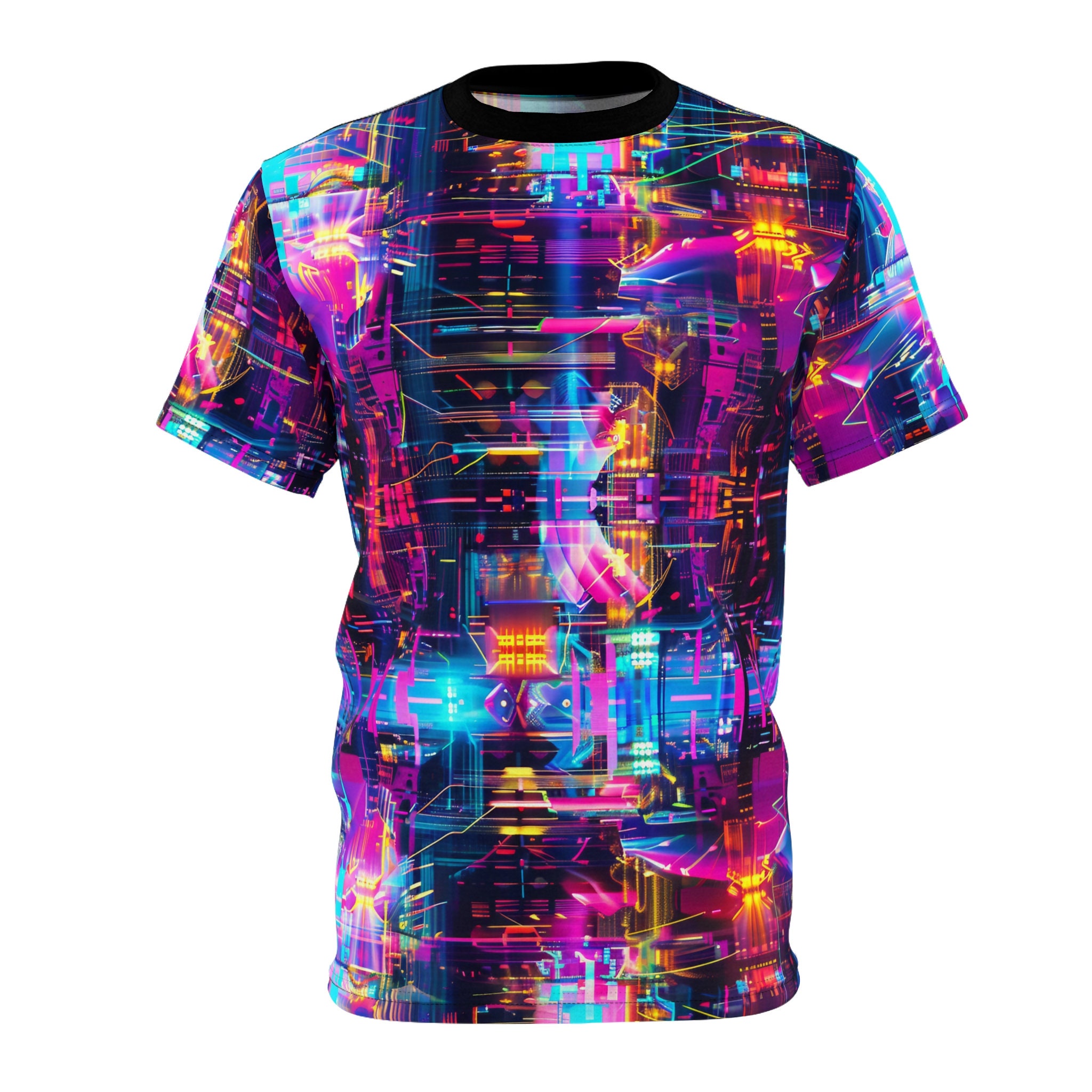Dream Glitch Cyberpunk Glitch Pattern on AOP Shirt Funky All Over Print ...