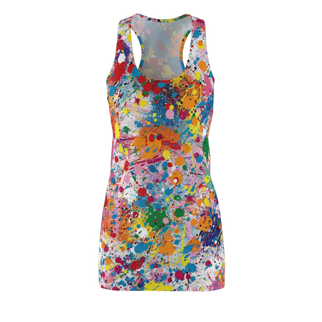 Cute Paint Splatter Pattern Dress - Fun and Funky White Dress - All ...