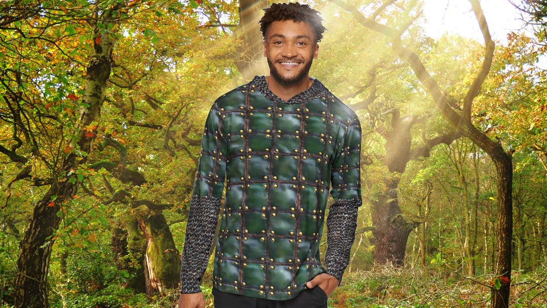Robin Hood - Green Brigandine Over Chain Mail Armor AOP Hoodie, LARP ...
