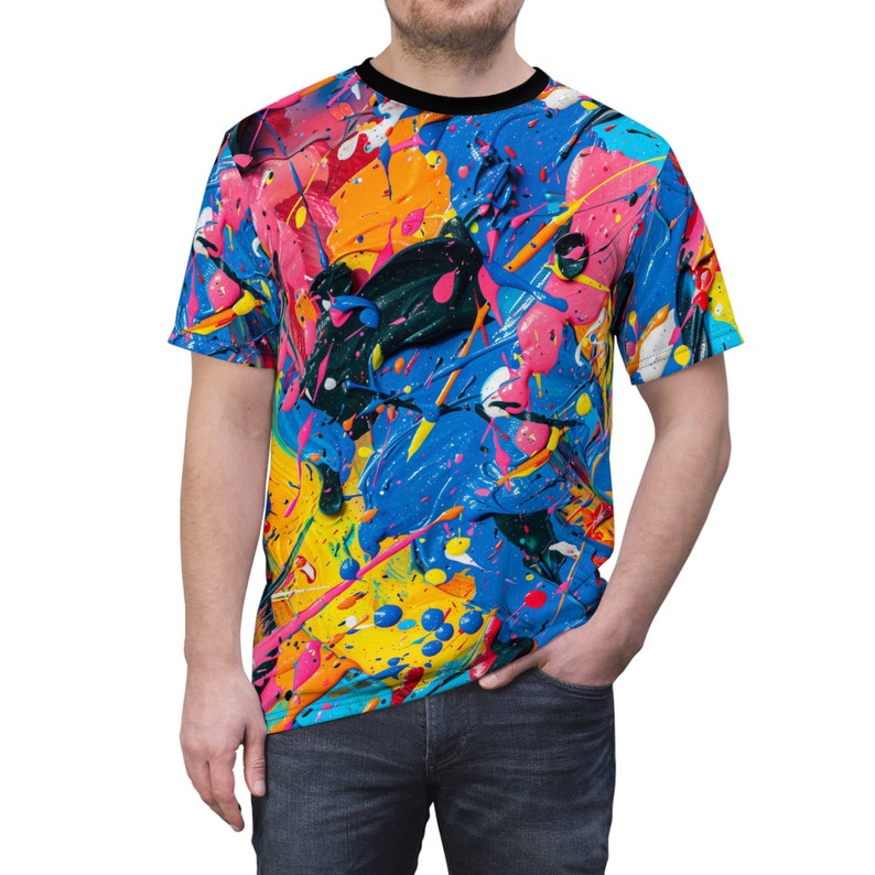 Abstract Paint Splatter T-shirt - Colorful Graphic Tee - Etsy