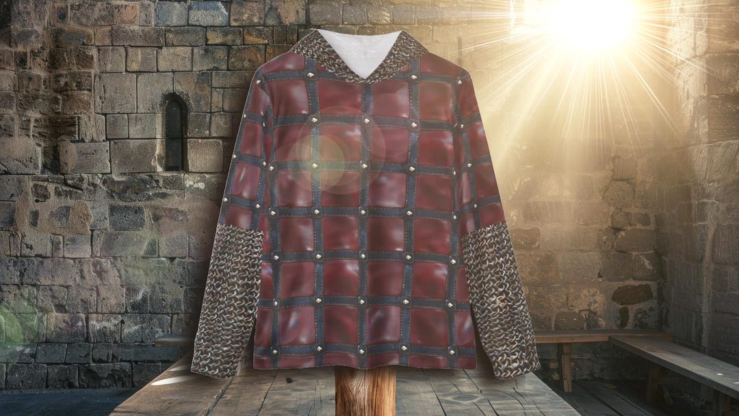 Oxblood Brigandine - Oxblood Studded Leather Over Chain Mail Armor AOP ...