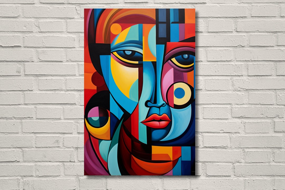 Beautiful Cubist Abstract Portrait Painting Printed on Canvas - Etsy