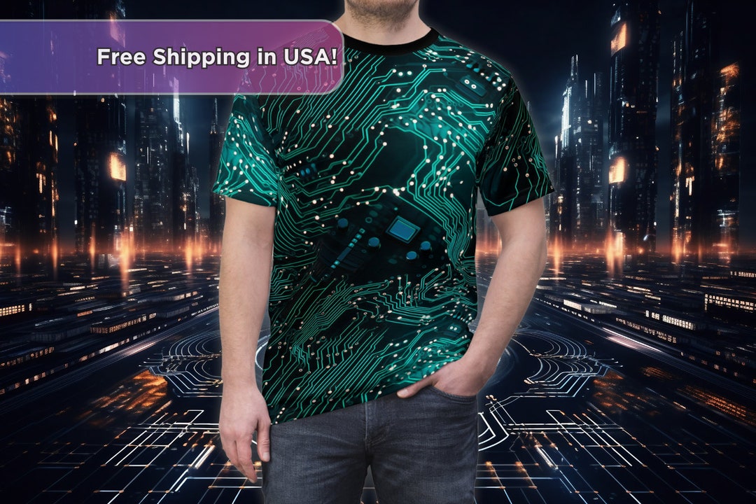 Cyberpunk Circuit Board Pattern T-shirt - All Over Print Shirt ...