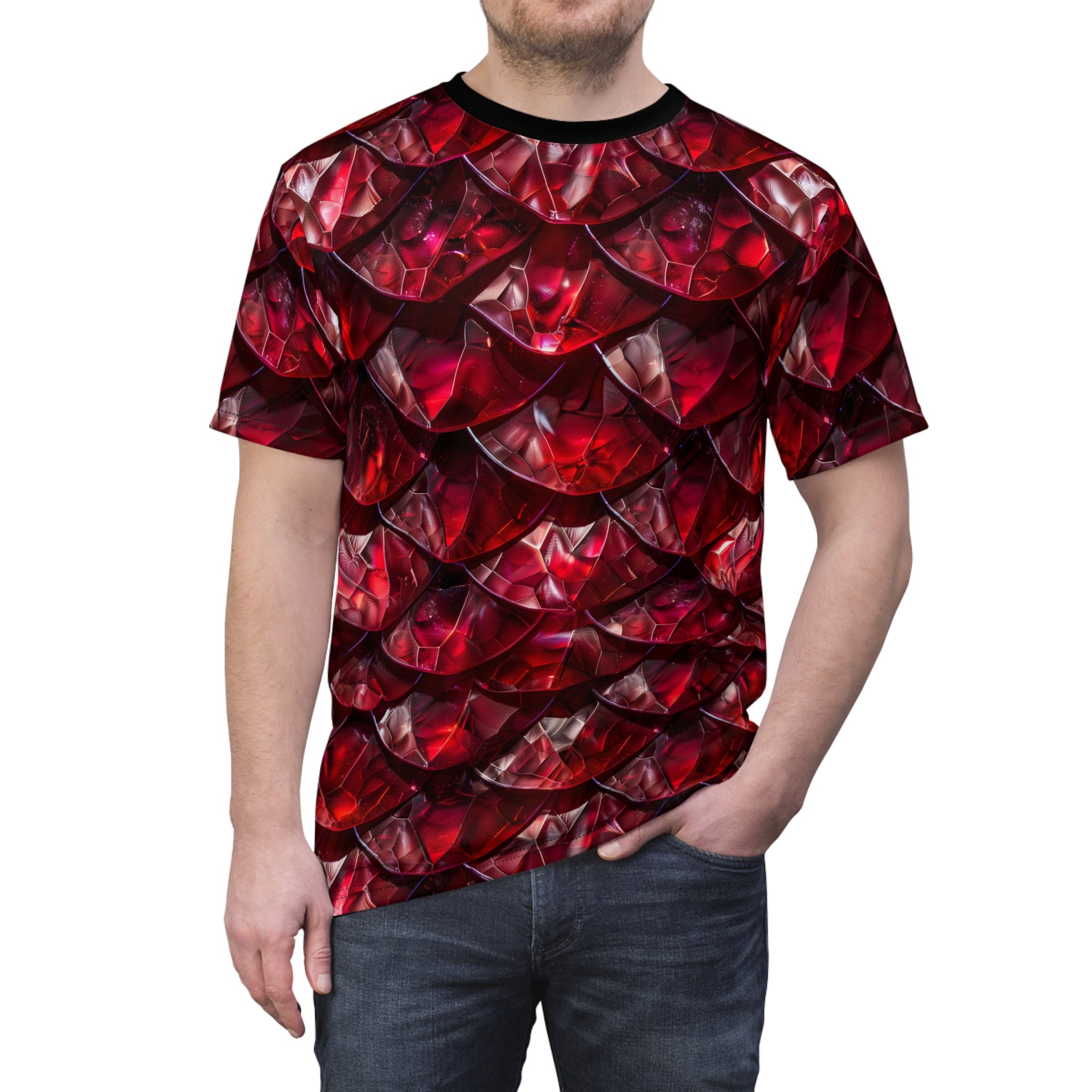 Gem Series: Ruby Dragon Scales AOP Tee Shirt - All Over Print T-shirt ...