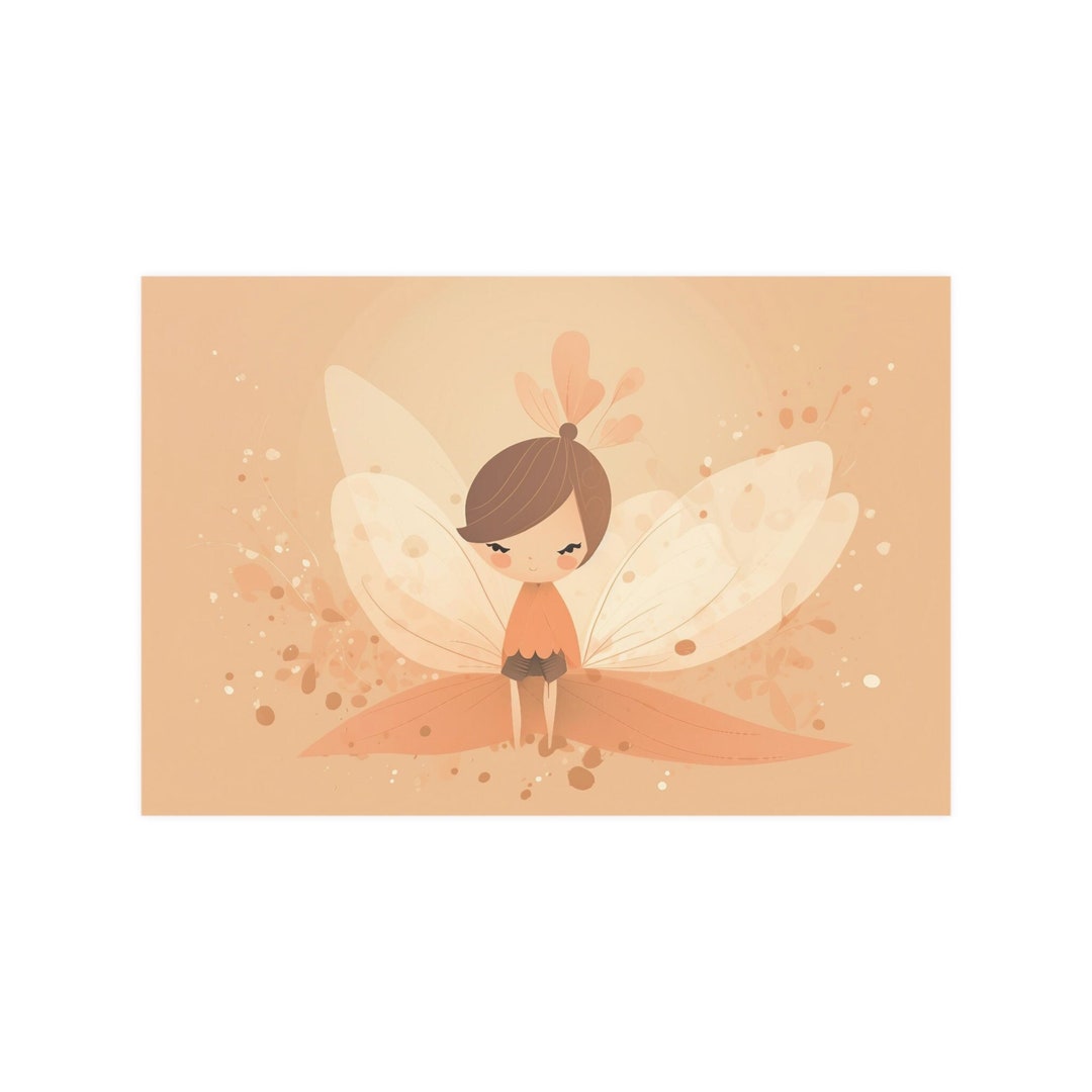 Cute Minimalist Fairy - Pink Pixie Poster - High Quality Print - Wall ...