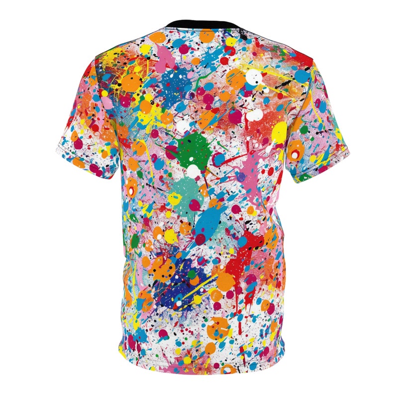 Paint Splatter Pattern on White AOP Shirt - Rad Paint Shirt - Funky All ...