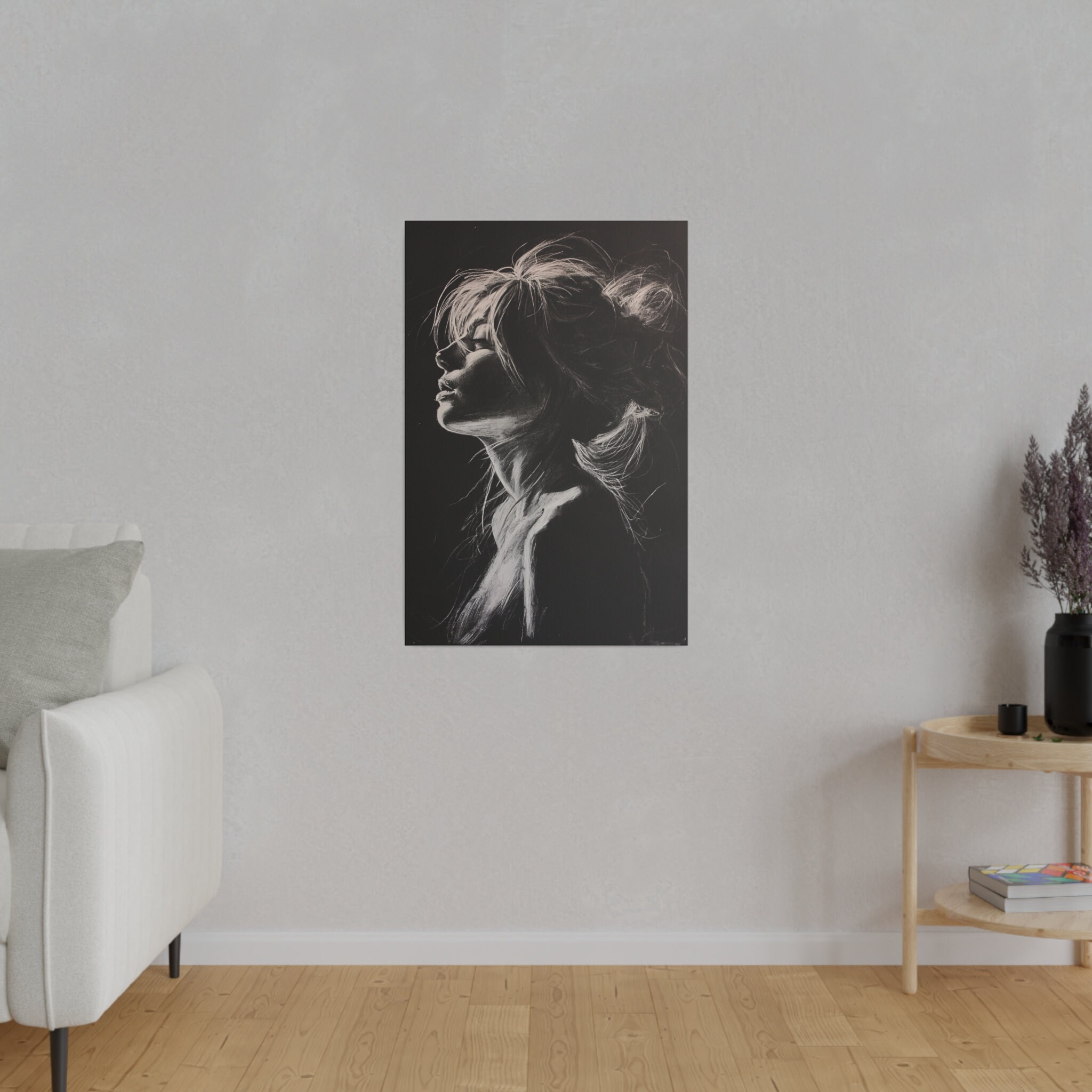 Vulnerability Inverted Sketch Portrait Chalk and White Pencil on Black ...