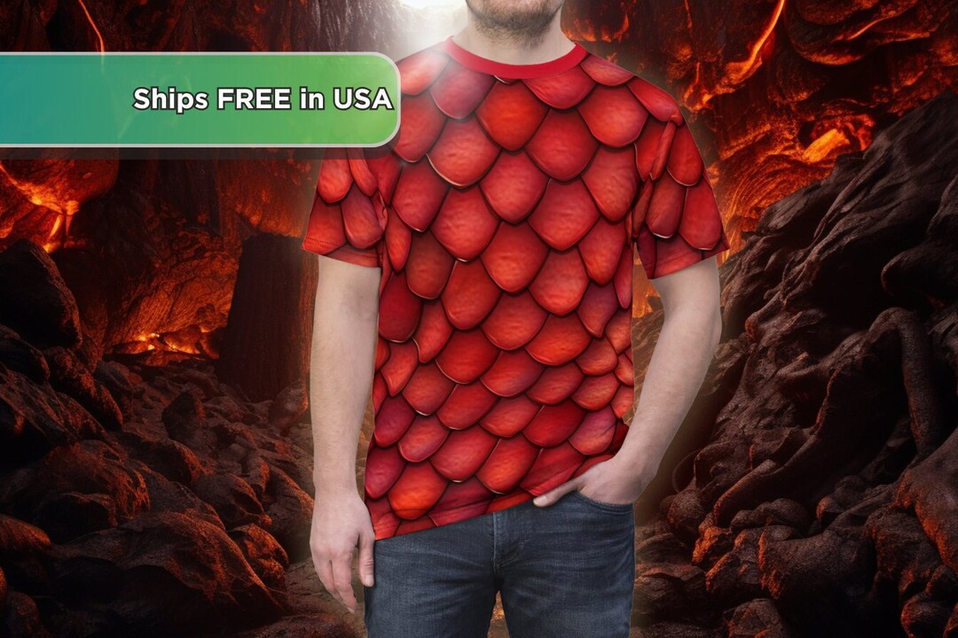 Mighty Red Dragon Scales AOP Tee Shirt - All Over Print T-shirt - Scale ...