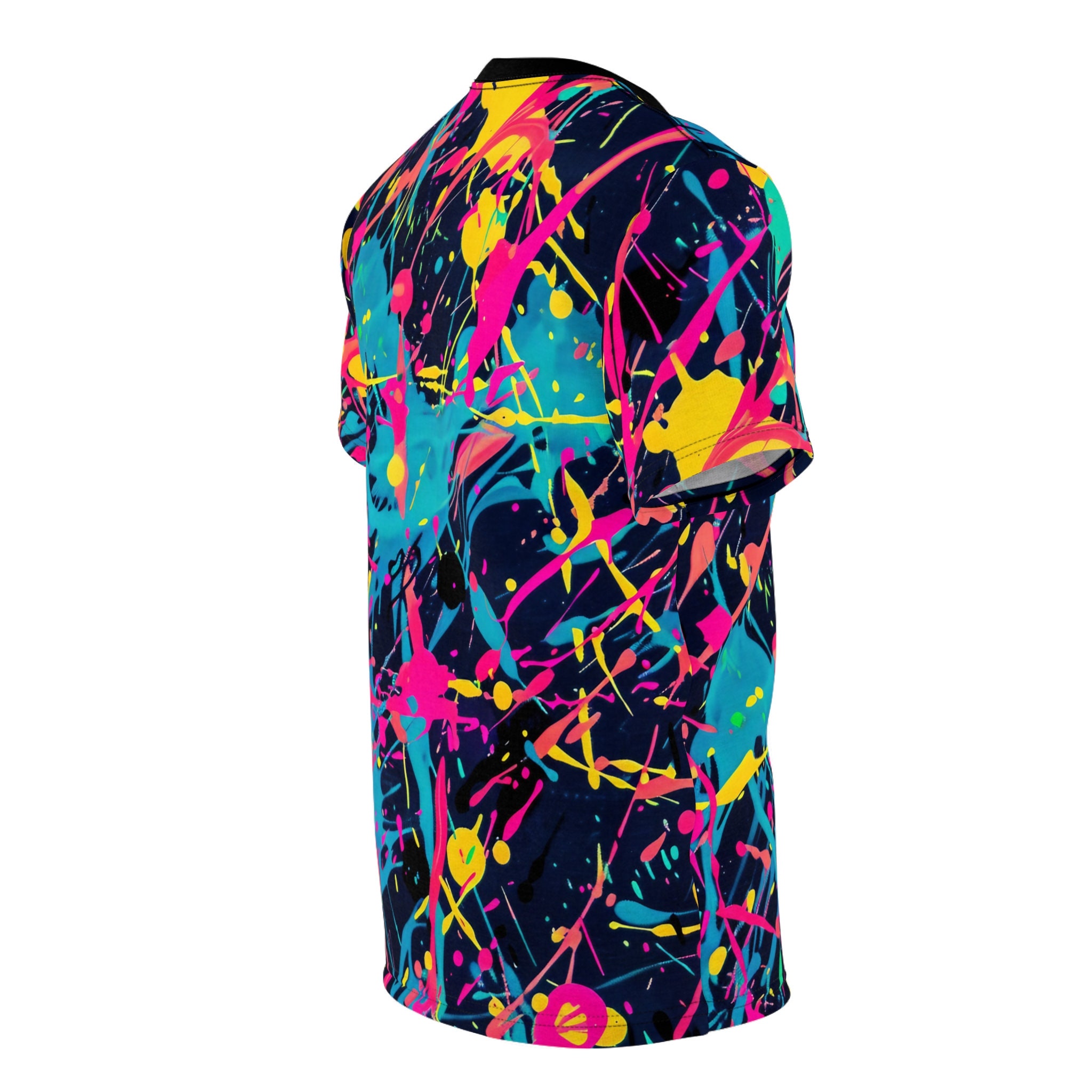 Paint Splatter Pattern on Black AOP Shirt - Rad Paint Shirt - Funky All ...