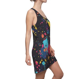Artsy Paint Splatter Pattern Dress - Fun and Funky Black Dress - Women ...