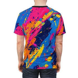 Paint Splatter Pattern on Blue AOP Shirt - Cool Paint Shirt - Funky All ...