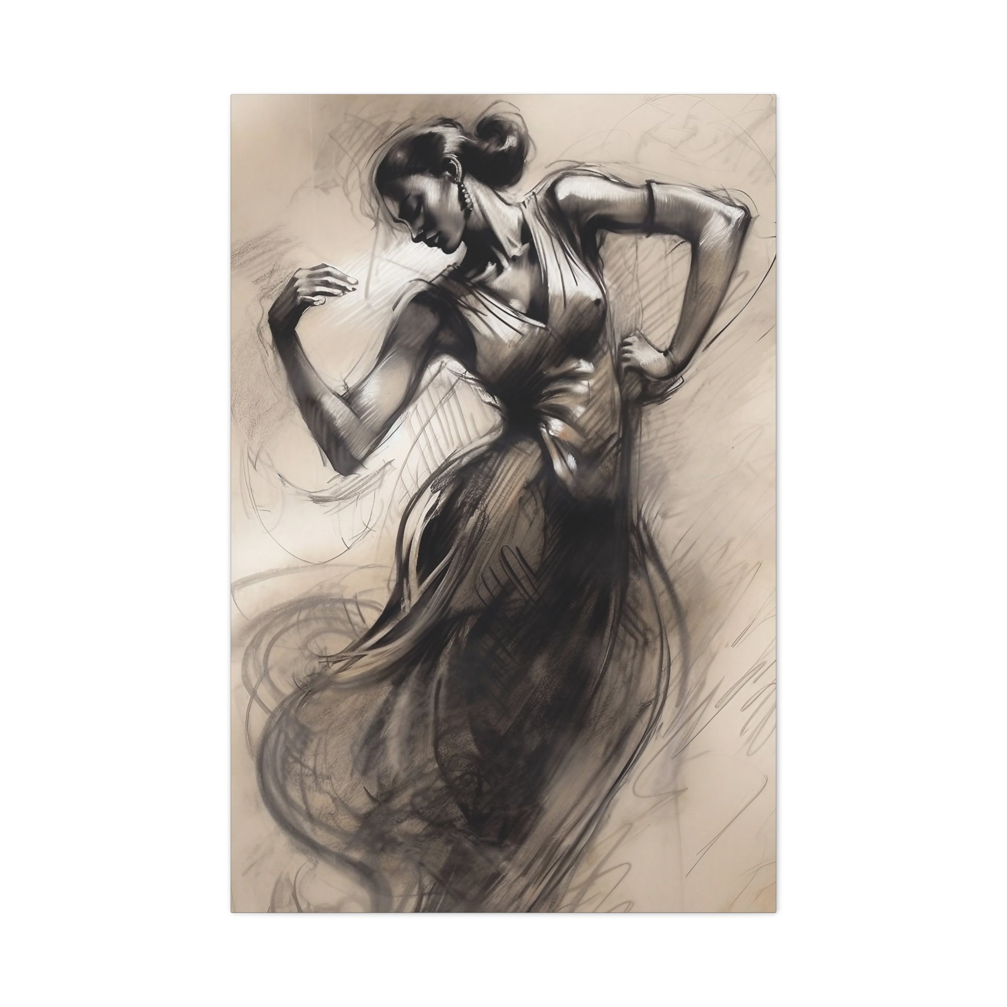 Charcoal Gesture Drawing of a Woman Dancing Canvas Gallery - Etsy