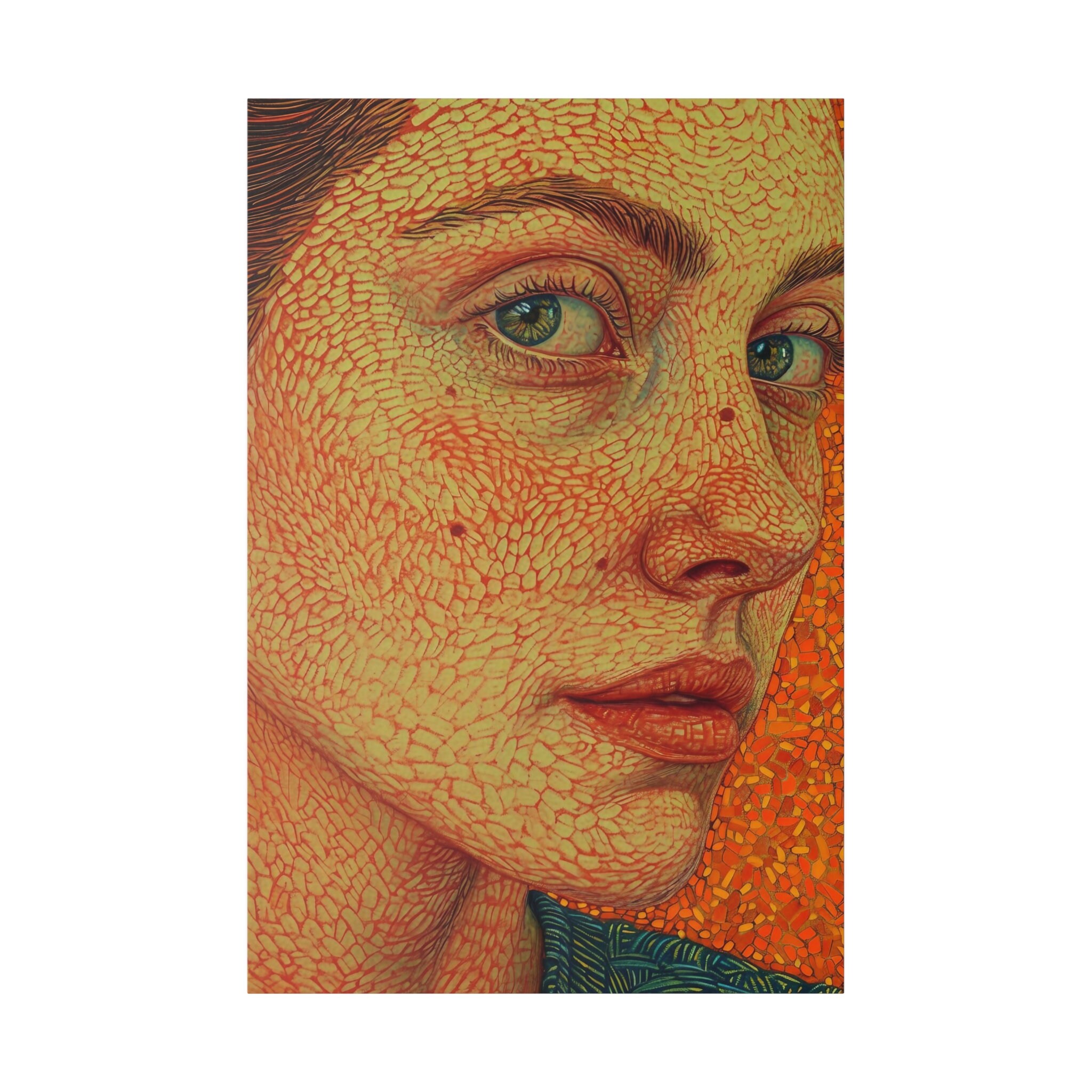 Portrait of a Redhead Vibrant Cell-style Pointillism Painting of a ...