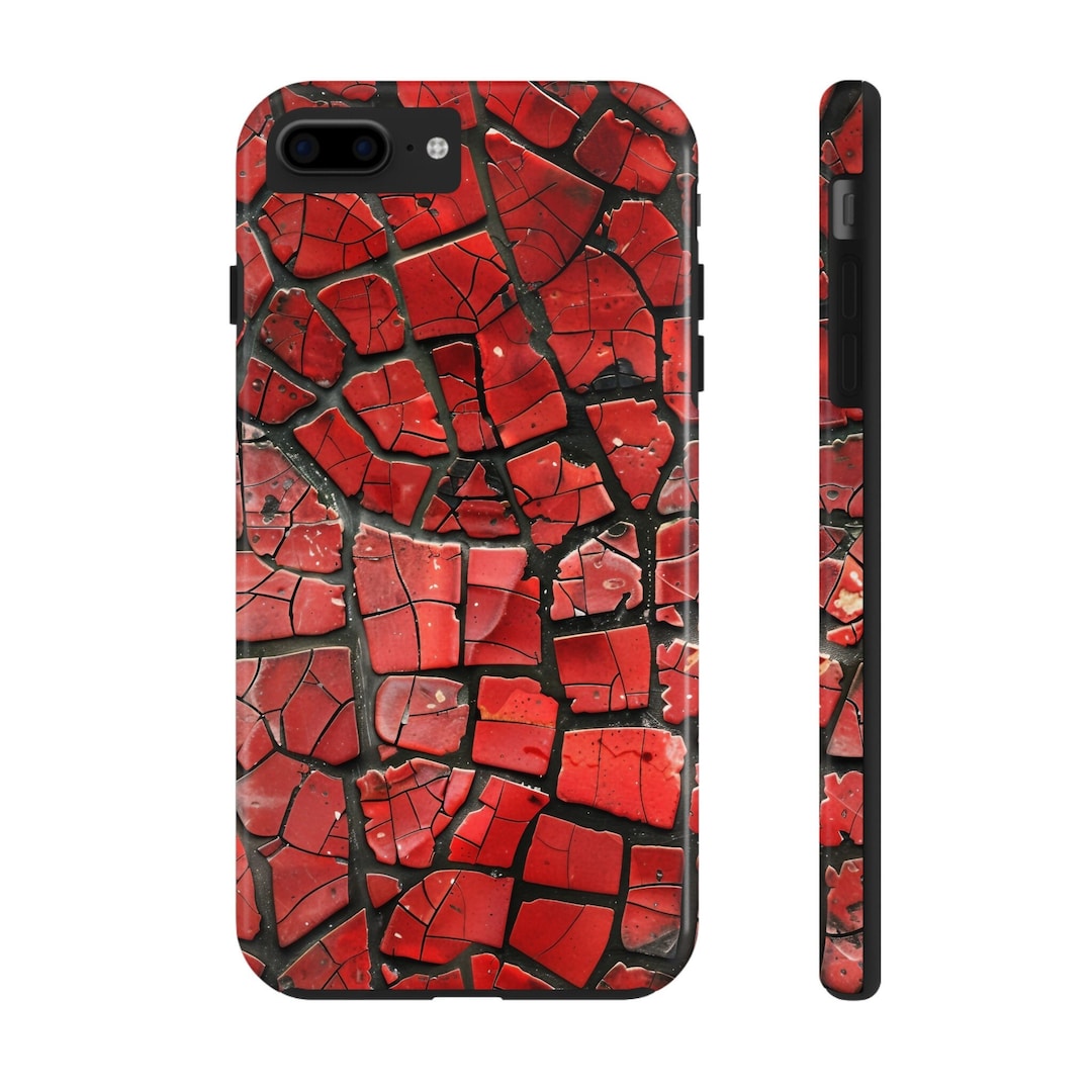 Rad Looking Red Mosaic Tiles in Pattern Print on iPhone Case - Tough ...