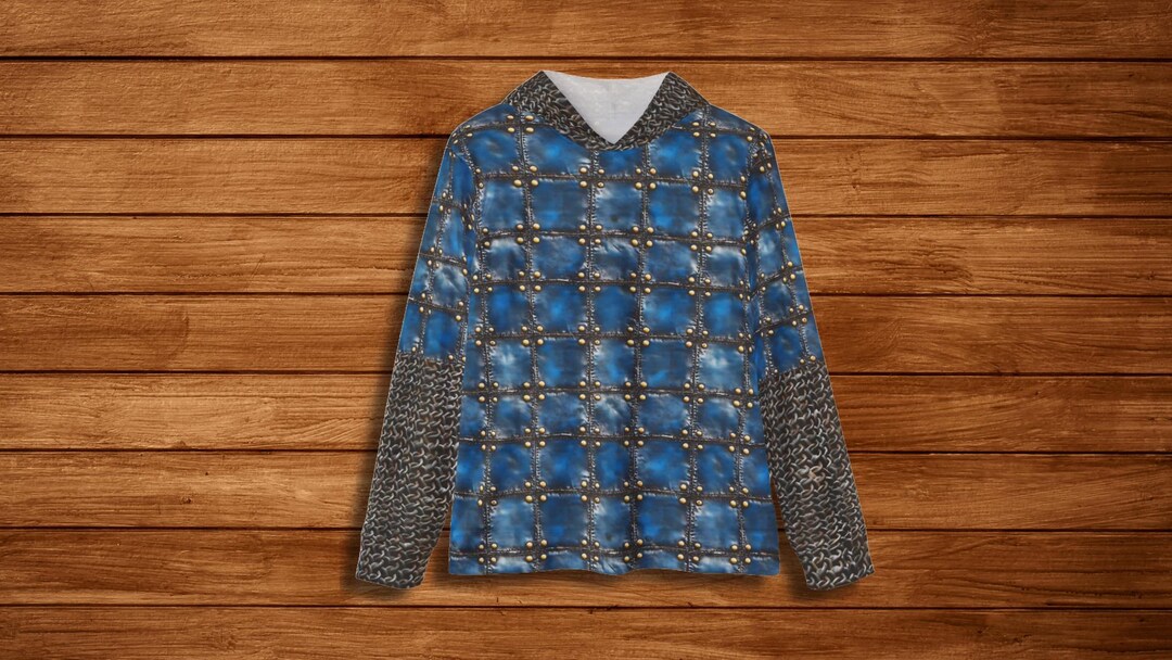 Blue Brigandine Chain Mail Armor AOP Hoodie, LARP Ren Faire Costume ...