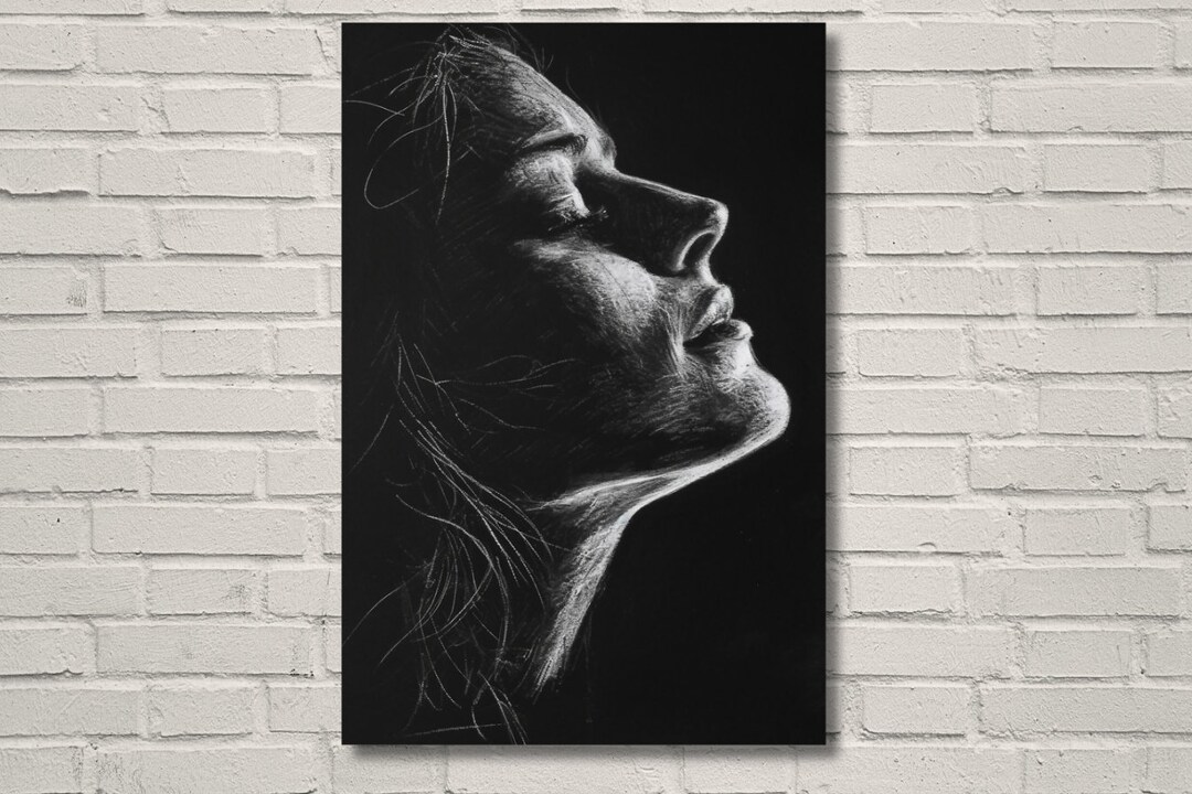 Warmth - Sketch Portrait - Chalk and White Pencil on Black ...