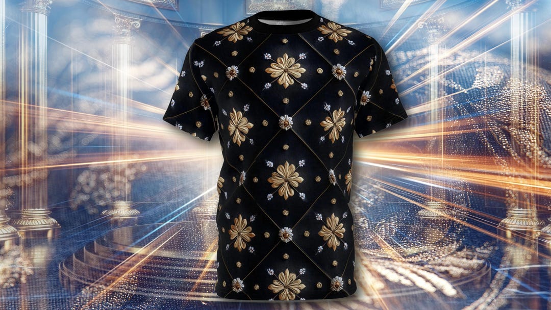 Black and Gold Brocade Regal Pattern T-shirt - Etsy