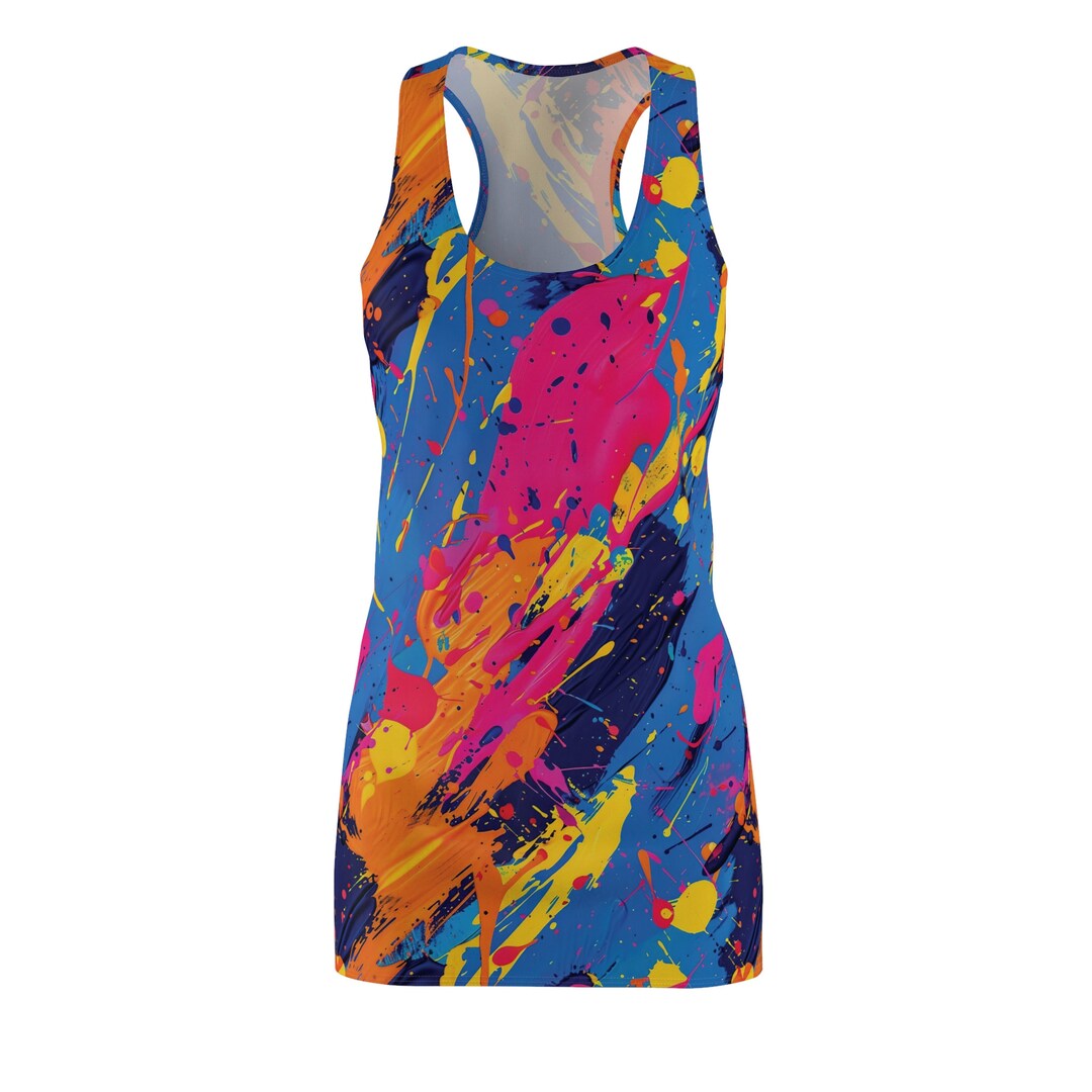 Wild Paint Splatter Pattern Dress - Fun and Funky Blue and Pink Dress ...