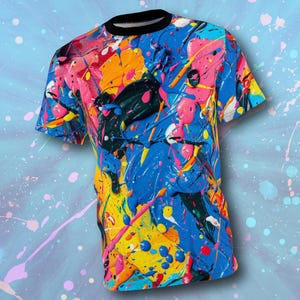 Abstract Paint Splatter T-shirt - Colorful Graphic Tee - Etsy