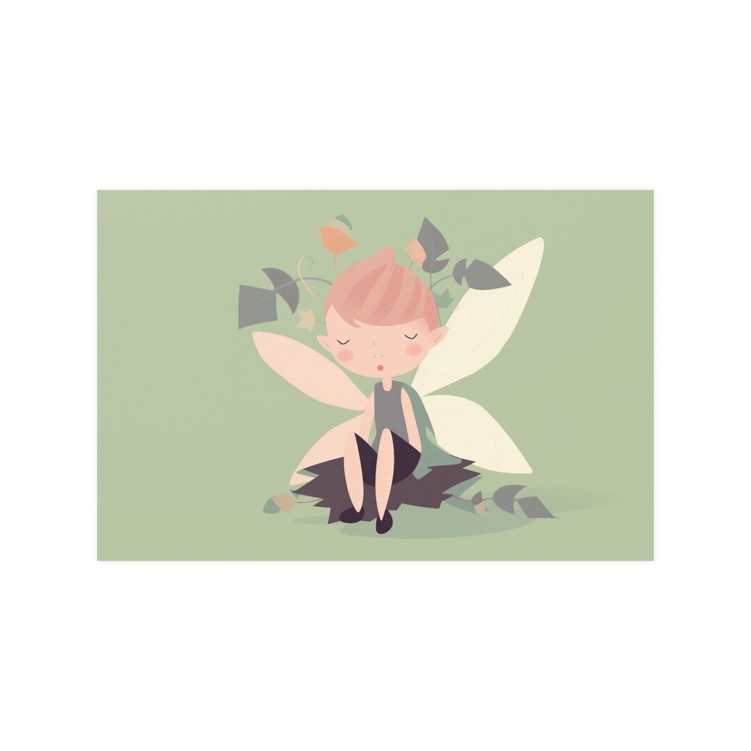 Cute Minimalist Fairy Pixie Poster Nature Magic High Quality Print Wall ...