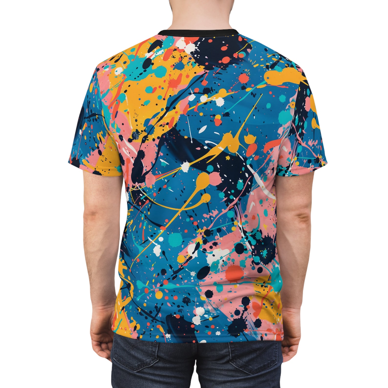 Paint Splatter Pattern on Blue AOP Shirt - Rad Paint Shirt - Funky All ...