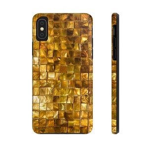 Bright Gold Mosaic Tiles in Pattern Print on iPhone Case - Tough Phone ...